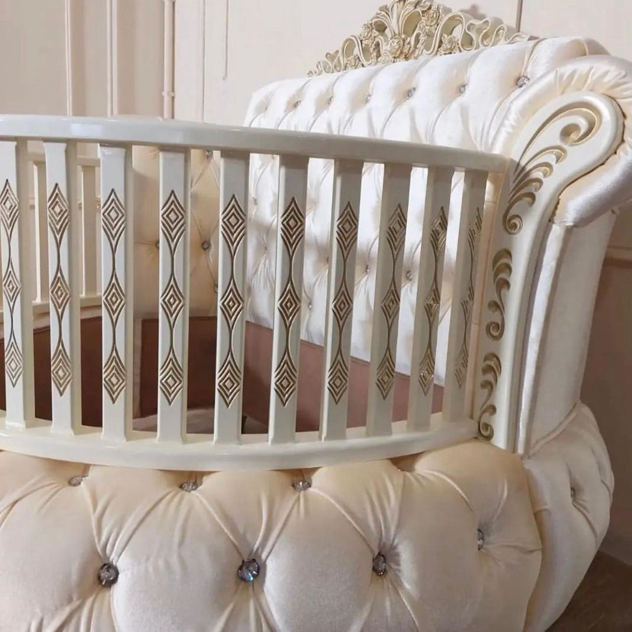 Royal Palace Round Crib | Luxury Round Baby Crib - Rhinestone – Boss ...
